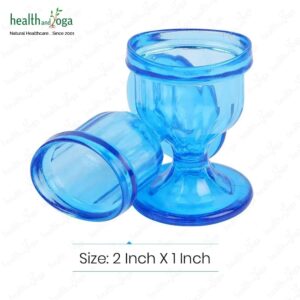 HealthAndYoga™ ChillEyes Colored Eye Wash Cups – Remedy Cup for Eye Wash - Eye Cleaner with Snug Fit - Includes Storage Container (2 Pcs.) (Blue)