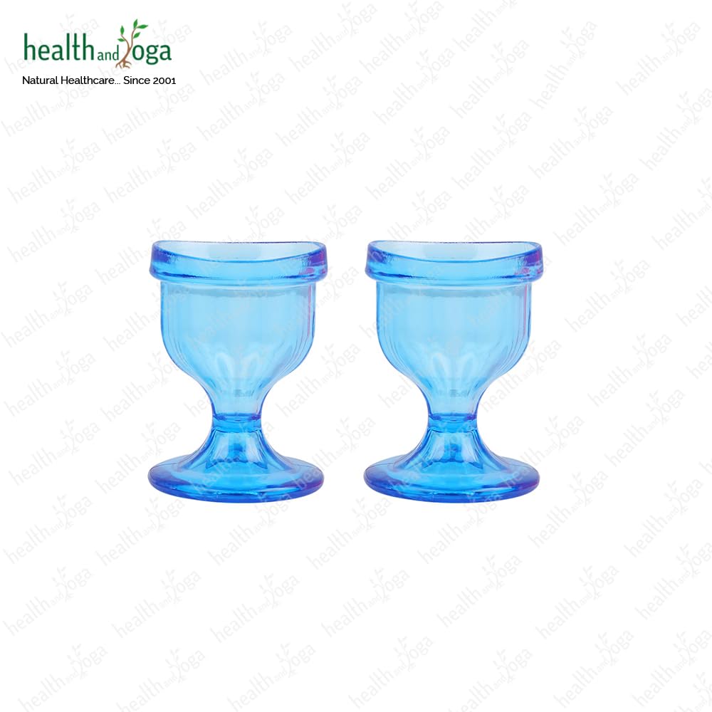 HealthAndYoga™ ChillEyes Colored Eye Wash Cups – Remedy Cup for Eye Wash - Eye Cleaner with Snug Fit - Includes Storage Container (2 Pcs.) (Blue)