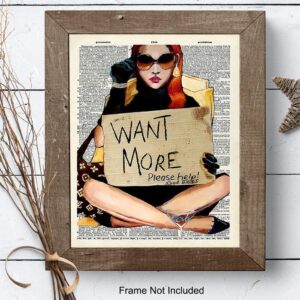 Funny Glam Fashion Graffiti Dictionary Art – Upcycled 8x10 Chic Unique Gift for Designer, Fashionista - Urban Street Art Home Decoration Poster for Women, Wife, Teens, Dorm Room – Cool Dope Wall Decor