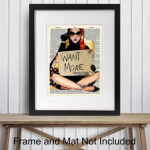 Funny Glam Fashion Graffiti Dictionary Art – Upcycled 8x10 Chic Unique Gift for Designer, Fashionista - Urban Street Art Home Decoration Poster for Women, Wife, Teens, Dorm Room – Cool Dope Wall Decor