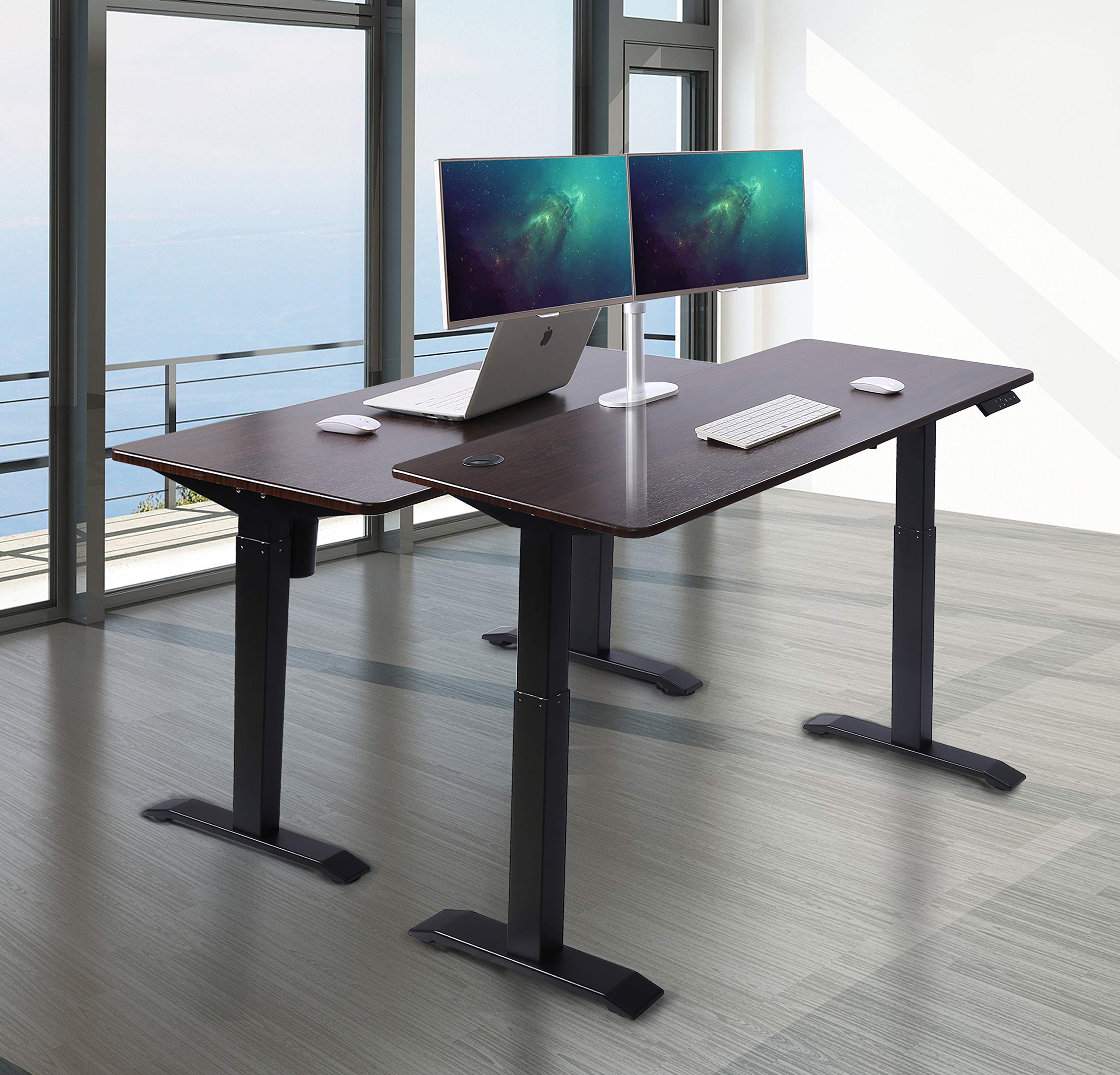 UNICOO Electric Height Adjustable Standing Desk, Electric Standing Workstation, Sit Stand Desk Home Office Desk,Gaming Desk, Motorized Desk Whole-Piece Desk Board 48 * 24 in (KT1001-MB)