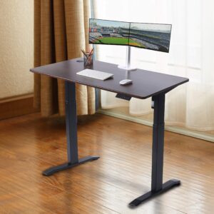 UNICOO Electric Height Adjustable Standing Desk, Electric Standing Workstation, Sit Stand Desk Home Office Desk,Gaming Desk, Motorized Desk Whole-Piece Desk Board 48 * 24 in (KT1001-MB)