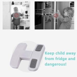 Improved Home Refrigerator Fridge Freezer Door Lock, Latch Catch Toddler Kids Child Fridge Locks Baby Safety Child Lock, Easy to Install and no Tools Need or Drill (2 Pack with 4 Extra Adhesive)