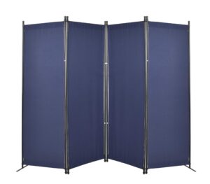 room divider folding 4 panels privacy screens room decor freestanding blue for home office dorm decor accents furniture portable freestanding steel frame