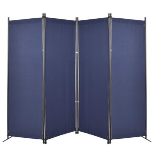 Room Divider Folding 4 Panels Privacy Screens Room Decor Freestanding Blue for Home Office Dorm Decor Accents Furniture Portable Freestanding Steel Frame