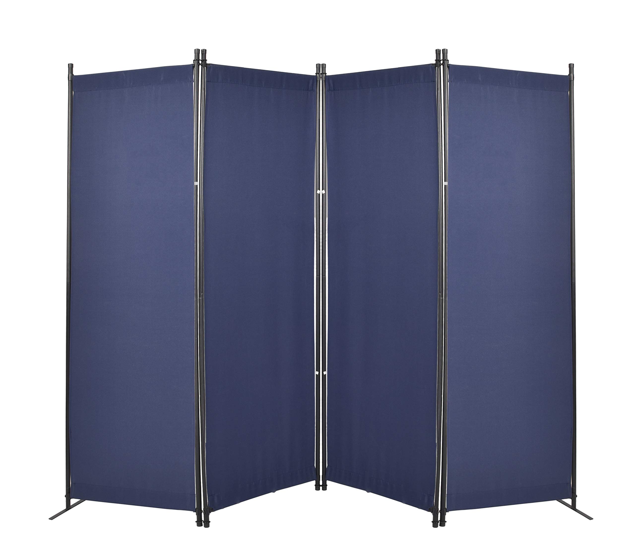 Room Divider Folding 4 Panels Privacy Screens Room Decor Freestanding Blue for Home Office Dorm Decor Accents Furniture Portable Freestanding Steel Frame