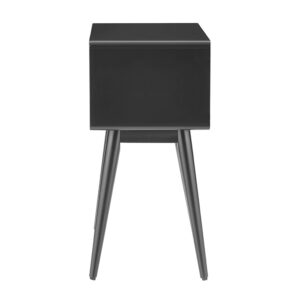 Elle Decor Stephanie Side Table, Mid-Century Modern Nightstand or Living Room Accent with Two Drawers for Storage, Monochrome Painted Wood, Black