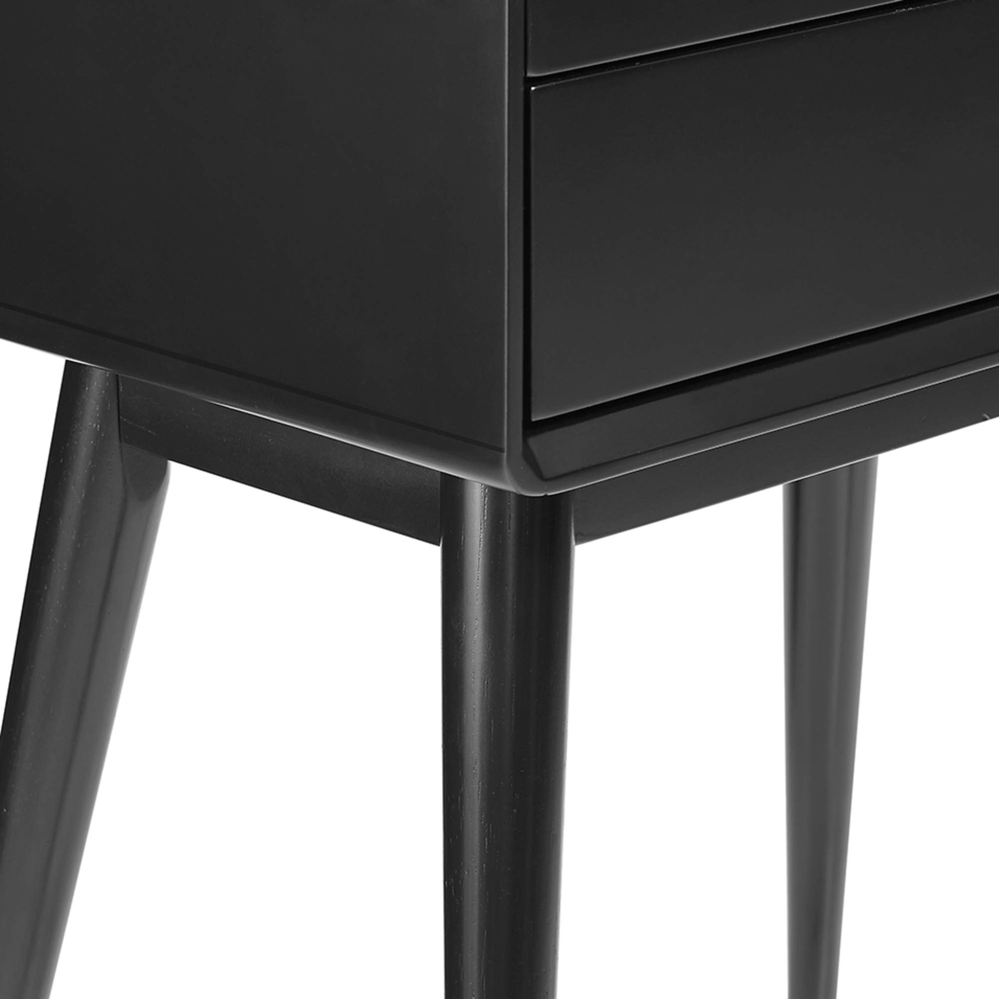 Elle Decor Stephanie Side Table, Mid-Century Modern Nightstand or Living Room Accent with Two Drawers for Storage, Monochrome Painted Wood, Black