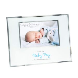 pavilion gift company love boy to the moon and back 4x6 newborn baby picture frame, blue