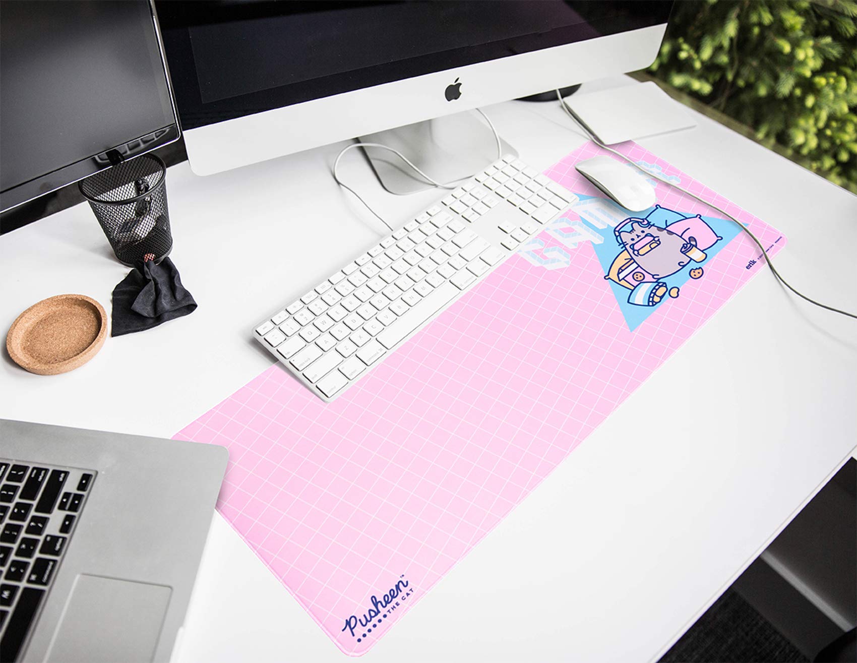 Official Pusheen Mouse Pad XXL - Desk Pad - 31.5" x 13.78" Non-Slip Rubber Base Mouse Mat, Gaming Mouse Pad, Keyboard Mouse Mat, Kawaii Mouse Pad