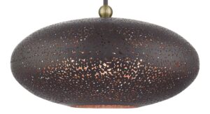 livex lighting 49185-07 3 light bronze pendant black w/antique brass accents