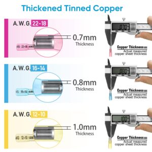 TICONN 250Pcs Heat Shrink Wire Connectors, Waterproof Automotive Marine Electrical Terminals Kit, Crimp Connector Assortment, Ring Fork Spade Splices