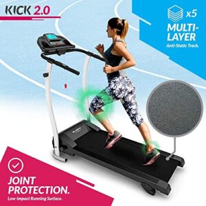 Bluefin Fitness KICK 2.0 Innovative High-Speed Folding Treadmill | Kinomap | Live Video Streaming | Video Coaching & Training | Quiet | 12 Km/h + 18% Incline | Joint Protection Tech | HRC Sensors