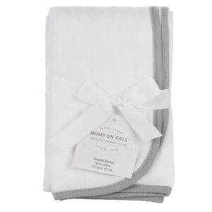 moms on call baby & newborn swaddle blanket | 0-3 months | nursery baby gift | 48 x 48 inch | 100% cotton | french grey