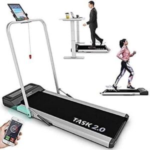 bluefin fitness task 2.0 2-in-1 folding under desk treadmill | home gym office walkpad | 4.97mi/h | joint protection tech | smartphone app | bluetooth speaker | compact walking/running machine