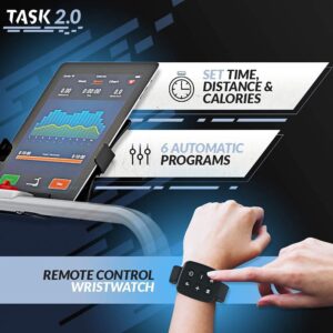 Bluefin Fitness Task 2.0 2-in-1 Folding Under Desk Treadmill | Home Gym Office Walkpad | 4.97mi/h | Joint Protection Tech | Smartphone App | Bluetooth Speaker | Compact Walking/Running Machine