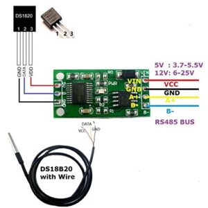 RS485 TTL DS18B20 Temperature Sensor Module Programmable Remote Control PLC RTU Serial Port Remote Acquisition Module (5V TTL with sensor)