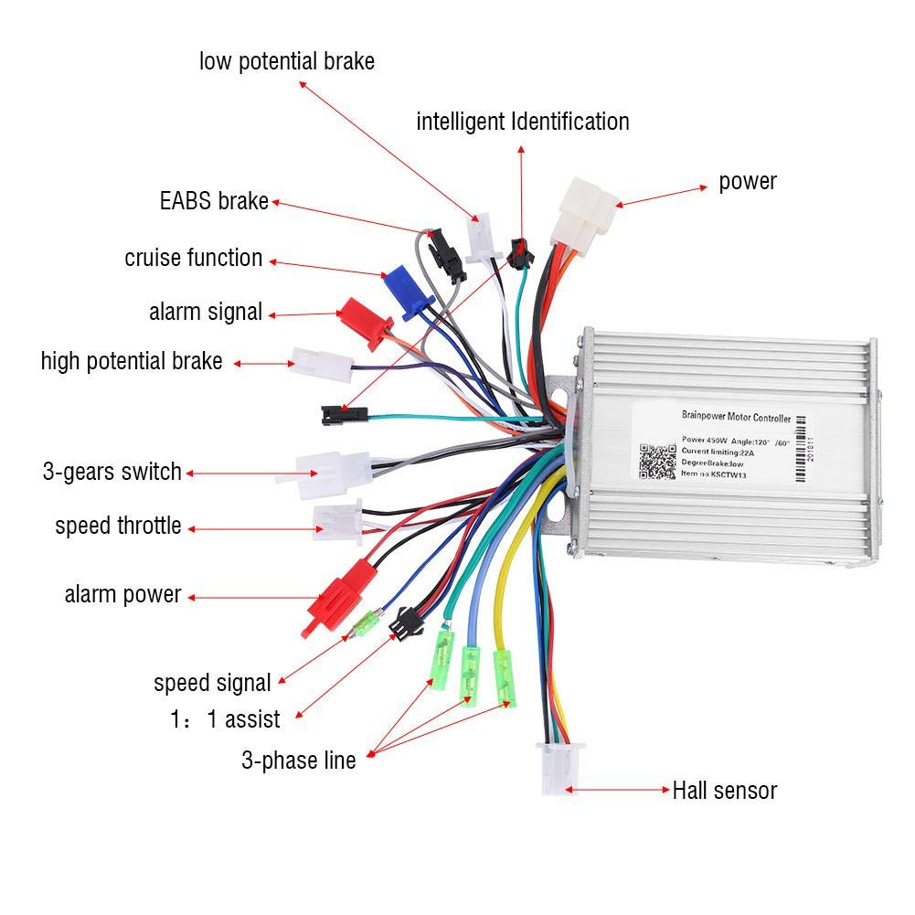 Fafeims 450W Motor Brushless Controller Box Electric Bike Speed Controller Shell for Electric (48V/60V 450W)