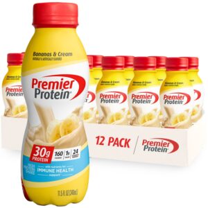 premier protein shake, bananas & cream, 30g protein, 1g sugar, 24 vitamins & minerals, nutrients to support immune health, 12 pack, 138.0 fl oz