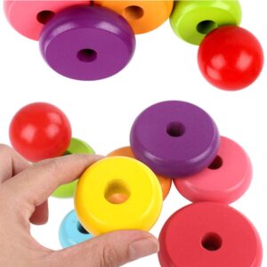 FANSUSENKE Rainbow Stacking Rings Toy Classic Stacker Developmental Toys with Premium Wooden 8 Colorful Pieces Smooth Rings and Solid Wood Base for Kid Boys and Girls Baby Toy Building Blocks