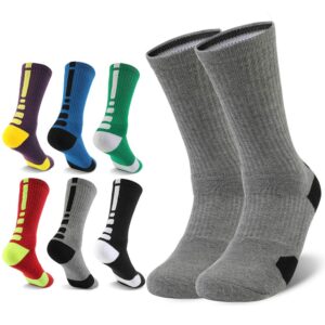 boruizhen men's athletic crew socks basketball socks sport compression cushion socks for running and training (6 pairs)