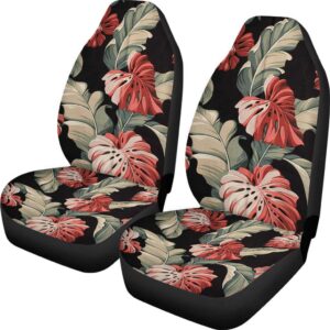 dreaweet women girls classic car seat covers 2 pcs front seat cover full set with banana leaves printed car seat protector bag