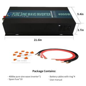 WZRELB Pure Sine Wave 4000W (8000W Surge) 48VDC 120VAC Power Inverter - Solar, RV (RBP400048), Black