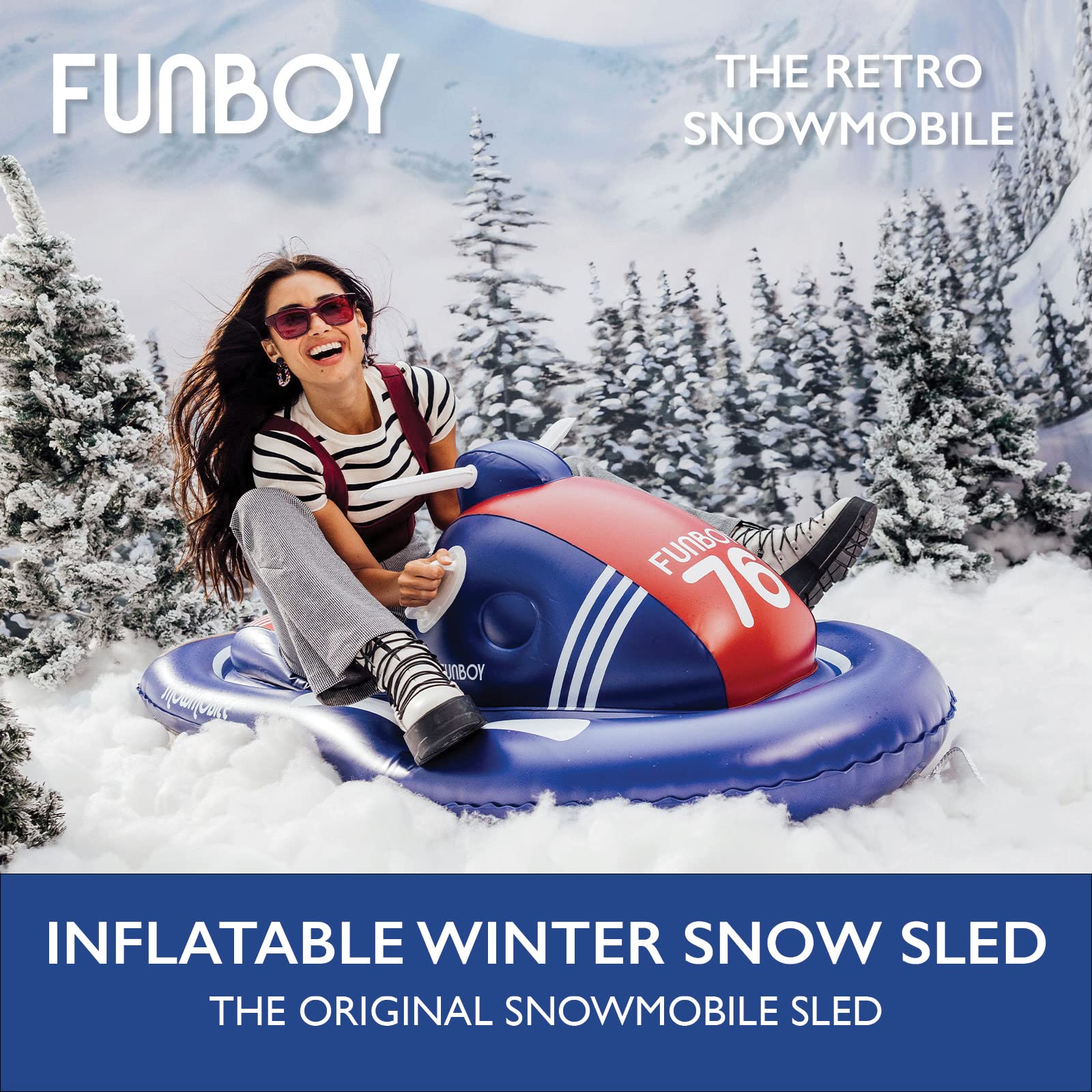 FUNBOY Winter Fun Inflatable Snowmobile, Two Pack, Retro Two Pack