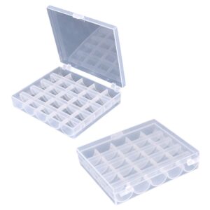 AKIRO 25 Slots Empty Bobbins Spools Box, Sewing Craft Plastic Case Storage Box for Sewing Machine 2 Pack