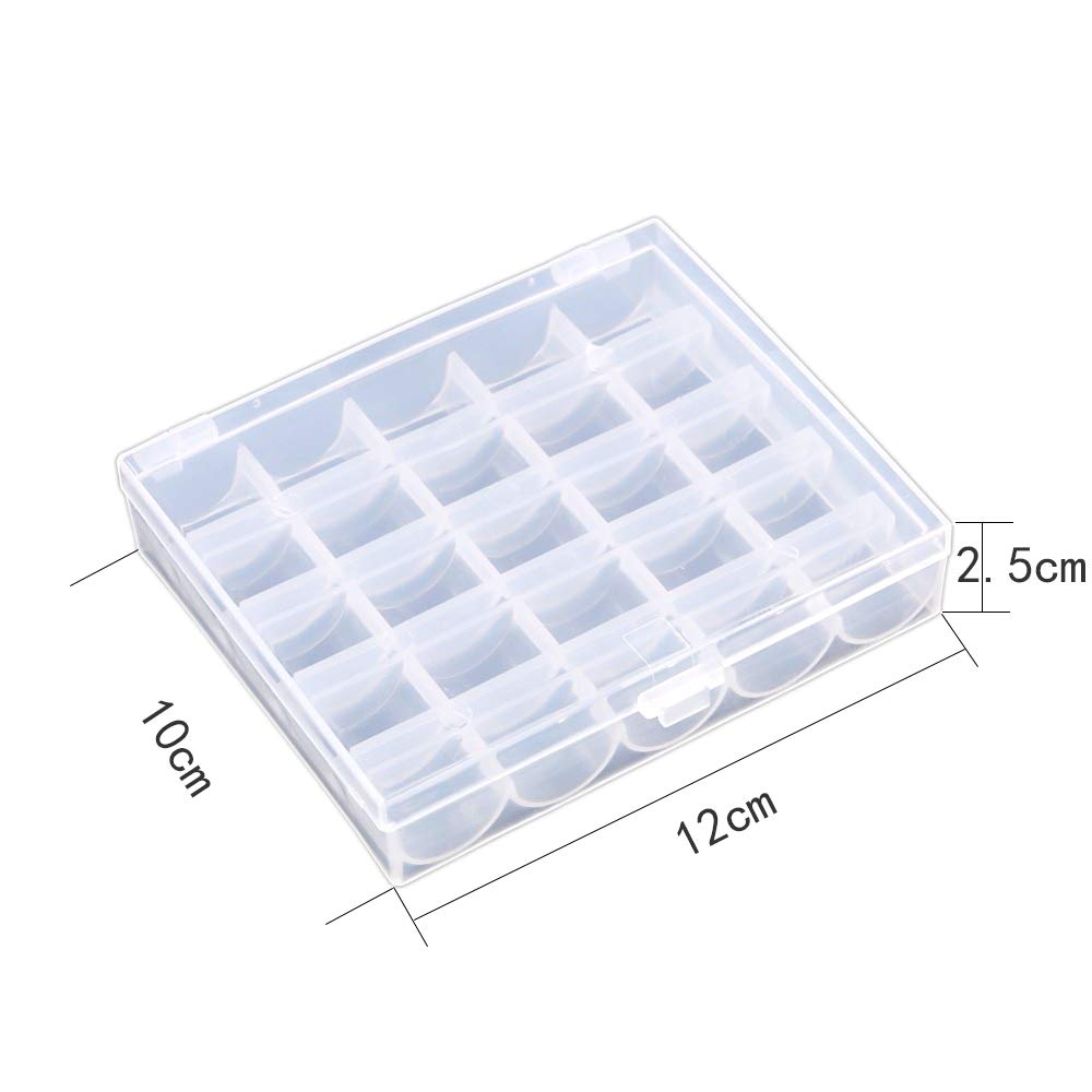 AKIRO 25 Slots Empty Bobbins Spools Box, Sewing Craft Plastic Case Storage Box for Sewing Machine 2 Pack