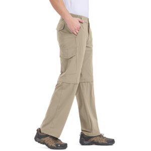 Hiking Pants for Men Convertible Zip Off Boy Scout Quick Dry Lightweight Cargo Travel Safari Pants (6088 Khaki 38)