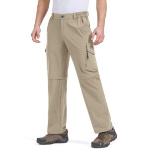 Hiking Pants for Men Convertible Zip Off Boy Scout Quick Dry Lightweight Cargo Travel Safari Pants (6088 Khaki 38)