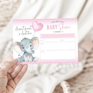 Your Main Event Prints Elephant Girl Baby Shower Invitations, Peanut Baby Shower Invites with Diaper Raffles Cards, Sprinkle, 20 Invites Including Envelopes