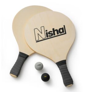 nisha - paddle ball set, complete smash ball set with 2 pro smash balls, 2 smash rackets and paddle grips, interactive indoor, outdoor and beach paddle ball game, comes in a durable plastic case