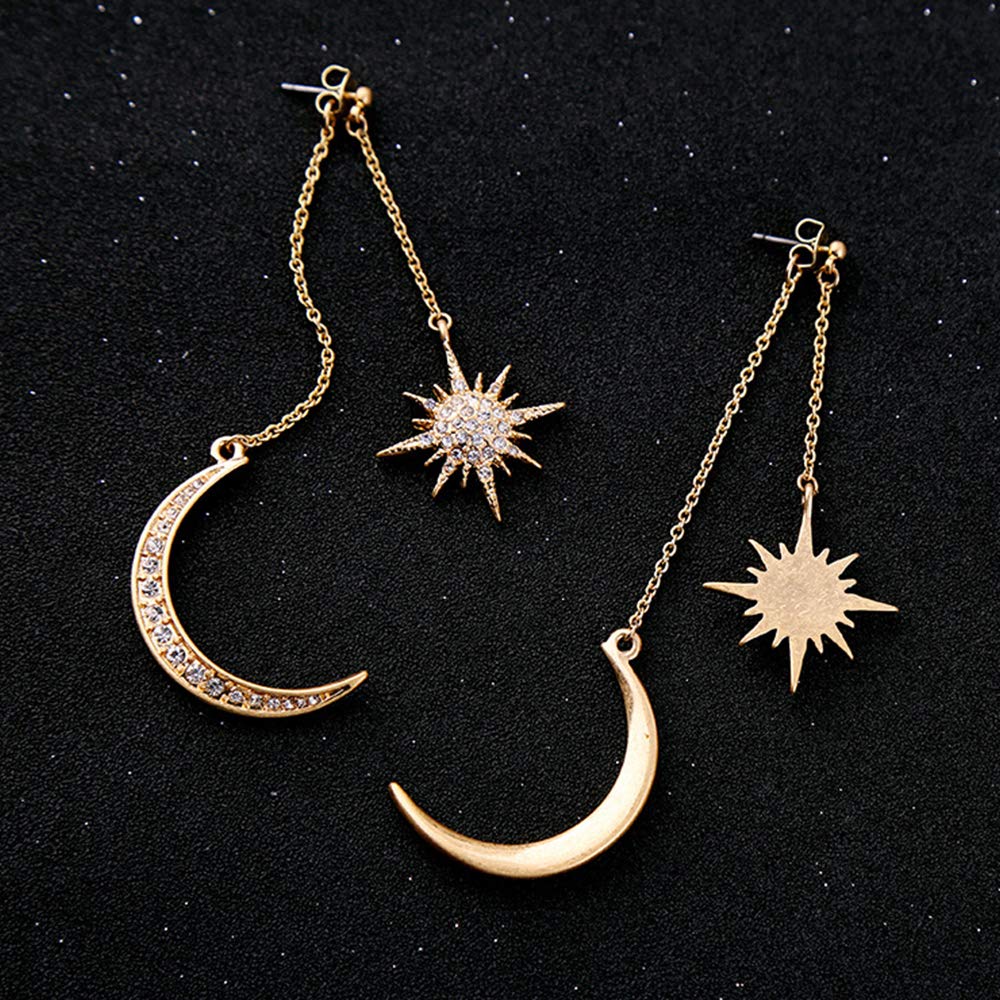 Zinc Moon Earrings for women Girls Moon and Star Earrings Jewelry Fashion Long Drop Dangle Stud