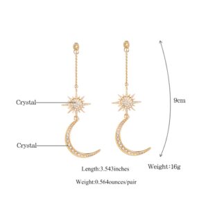 Zinc Moon Earrings for women Girls Moon and Star Earrings Jewelry Fashion Long Drop Dangle Stud