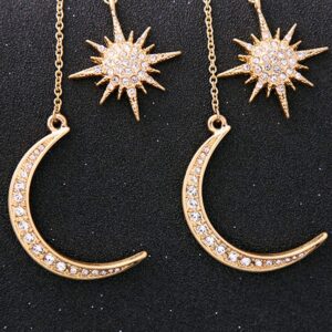 Zinc Moon Earrings for women Girls Moon and Star Earrings Jewelry Fashion Long Drop Dangle Stud