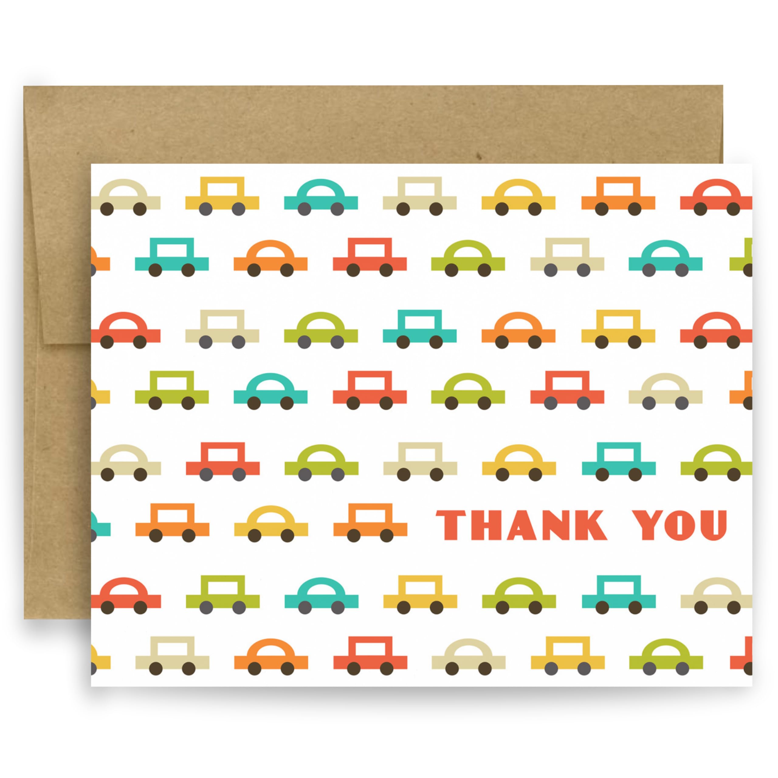 Two Poodle Press Boy Thank You Cards, Retro Car Thank You Notes with Envelopes - For Birthdays, Baby Showers, Graduation, Kids Stationery, Baptism Thank You, Teacher Appreciation - Liam