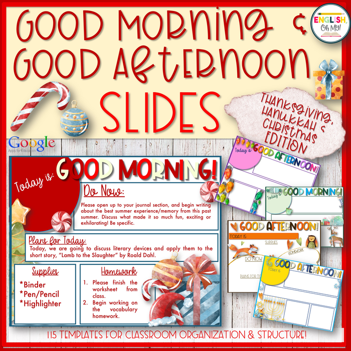 Good Morning & Afternoon Slides {Thanksgiving, Hanukkah & Christmas}