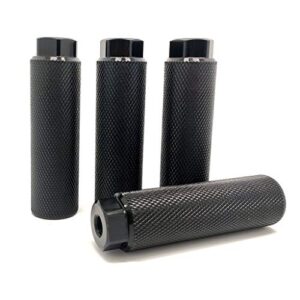 4 pcs bike foot pegs, 4 inch length aluminum alloy cylinder anti-skid fit 3/8 inch axles (black)