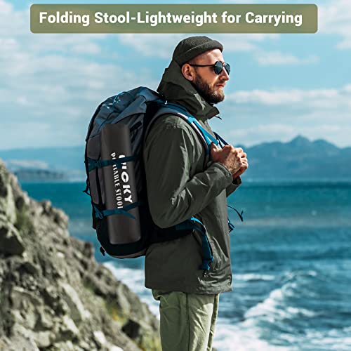 LUCKY CUP Portable Camping Stool with Side Pocket Camping Seat 12.5in Foldable Comfortable Widening Heightening for Travel Camping Fishing Hiking Gardening Picnic Beach BBQ Outdoor