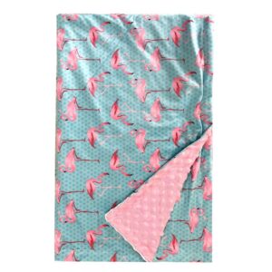 illikkuyax baby receiving blanket, 30 x 47 inches plush blanket with double layer dotted backing, cozy minky fleece flamingo baby blanket for newborn boys, girls