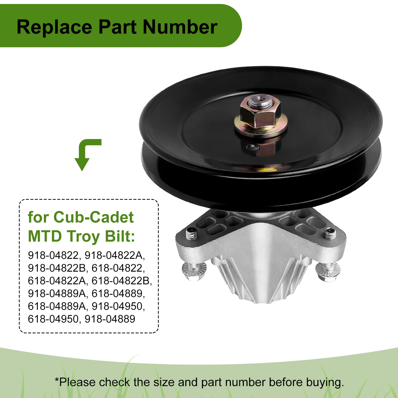 Belleone 918-04822B Spindle Assembly Fits for Craftsman Cub Troy Bilt Pony Bronco 42" Mower Deck Tractor, Come with All Mounting Hardware Include Threaded Bolt, Replace 918-04822A 618-04822