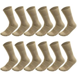 falari 12 pairs us army military boot socks combat trekking hiking policemen firefighter security guard out door activities socks (12-pack beige, 10-13)