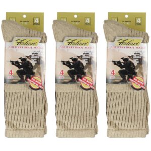 Falari 12 Pairs US Army Military Boot Socks Combat Trekking Hiking Policemen Firefighter Security Guard Out Door Activities Socks (12-pack Beige, 10-13)