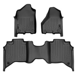 smartliner custom floor mats 2 row liner set black compatible with 2019-2022 ram 2500/3500 crew cab with 1st row bucket or bench seats