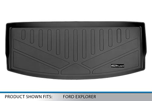 SMARTLINER All Weather Custom Cargo Trunk Liner Floor Mat Behind 3rd Row Black Compatible with 2020-2023 Compatible with Ford Explorer