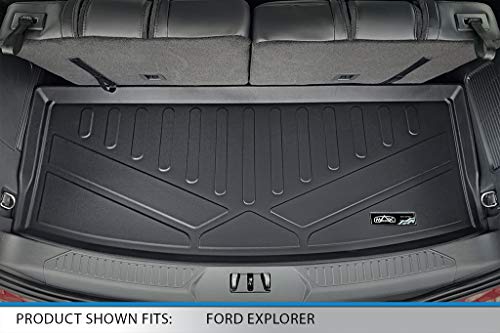 SMARTLINER All Weather Custom Cargo Trunk Liner Floor Mat Behind 3rd Row Black Compatible with 2020-2023 Compatible with Ford Explorer