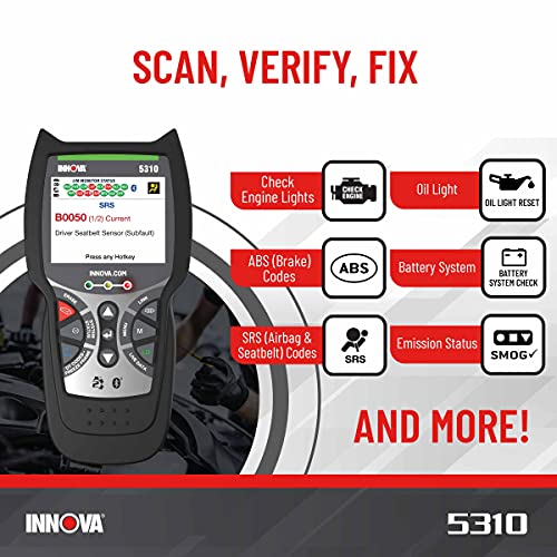 INNOVA 5310 - OBD2 Scanner Diagnostic Tool - Read/Erase ABS/SRS Codes, Reset Oil Light, Live Data, Battery/Alternator Test