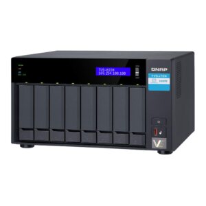 qnap tvs-872n multi-gigabit nas storage with iscsi ip san support, intel quad core 3.1ghz cpu, 8gb ddr4 ram, 16tb hdd, raid, intel graphics